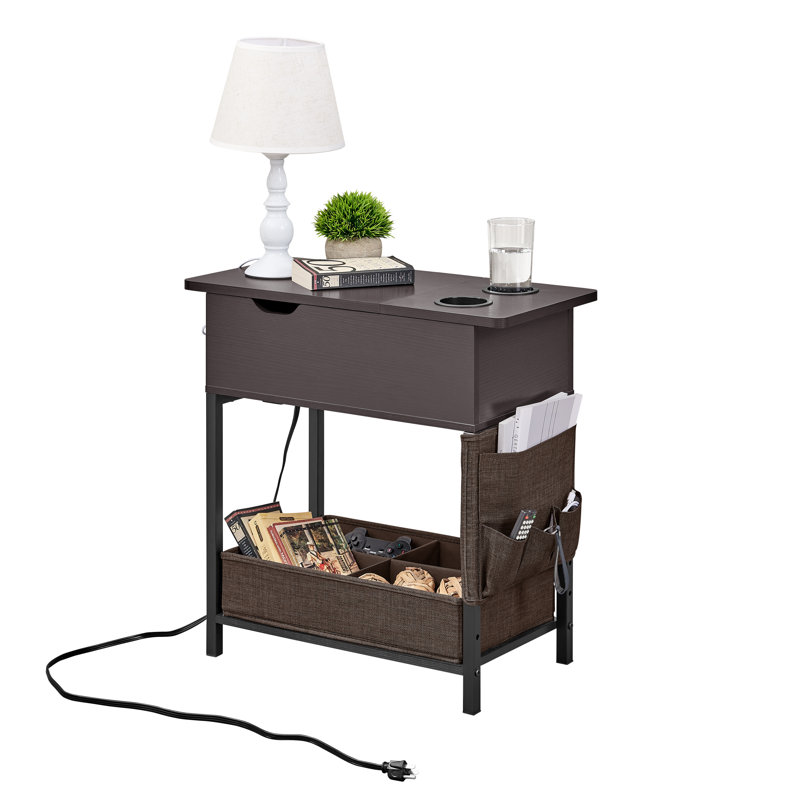 Winston Porter End Table With Power Outlet, Small Side Table With USB Ports & Fast Charging ...